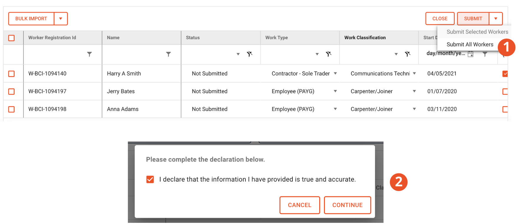Steps to submit your spreadsheet worker service return | QLeave